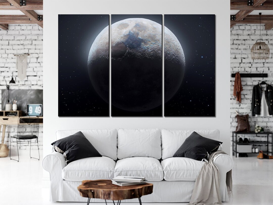 Moon Canvas Wall Art Full Moon Print Astronomy Wall Art Moon Art on ...