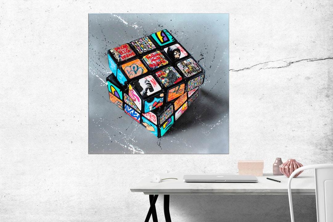 Graffiti Wall Art Collage Cube Canvas Print Urban Art Street Art Canvas ...