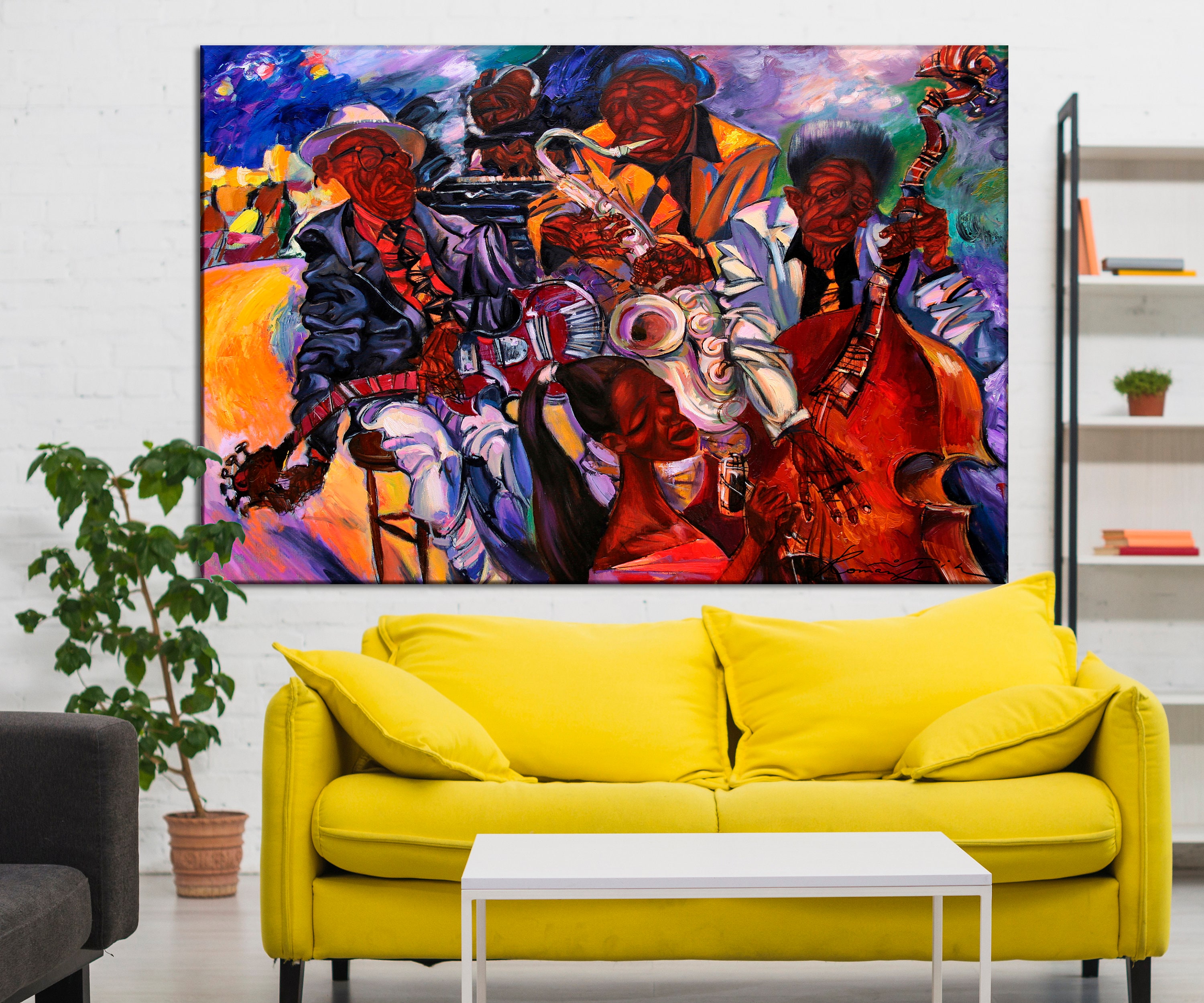 Jazz band wall art Abstract canvas print Jazz wall decor | Etsy