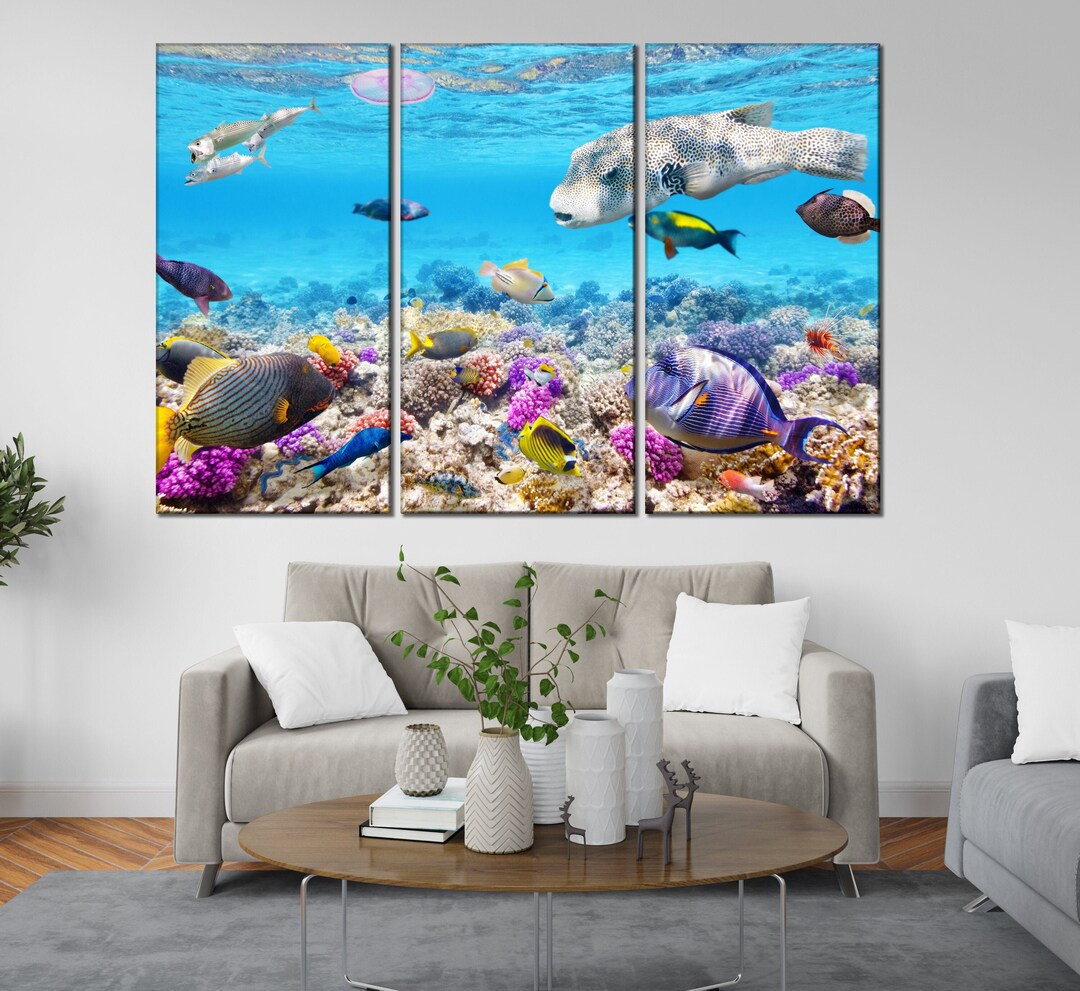 Fish Canvas Art Sea Fish Canvas Wall Art Underwater Life Canvas Art ...