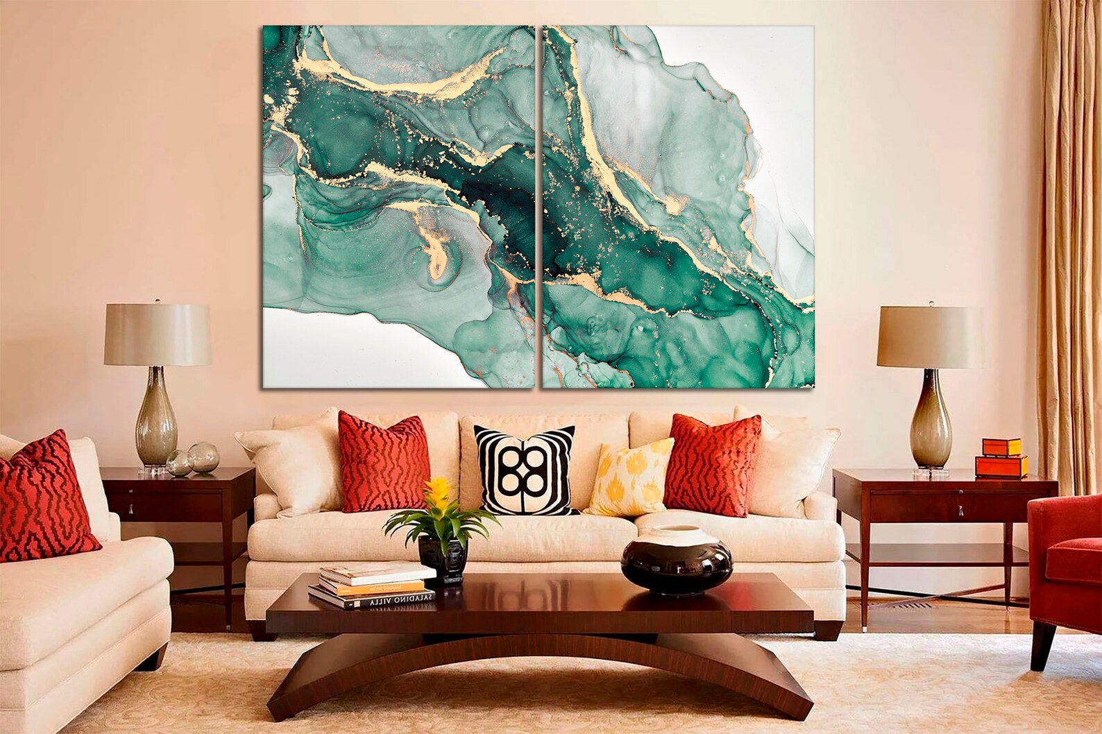 Green Wall Art Abstract Canvas Wall Art Dark Green Marble - Etsy