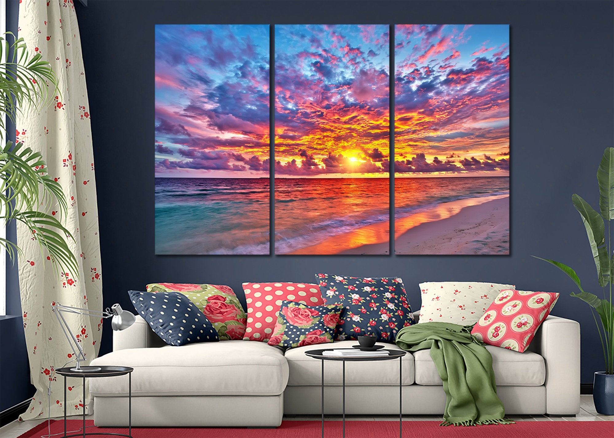 Ocean Beach Canvas Wall Art Beach Canvas Wall Art Sunset - Etsy