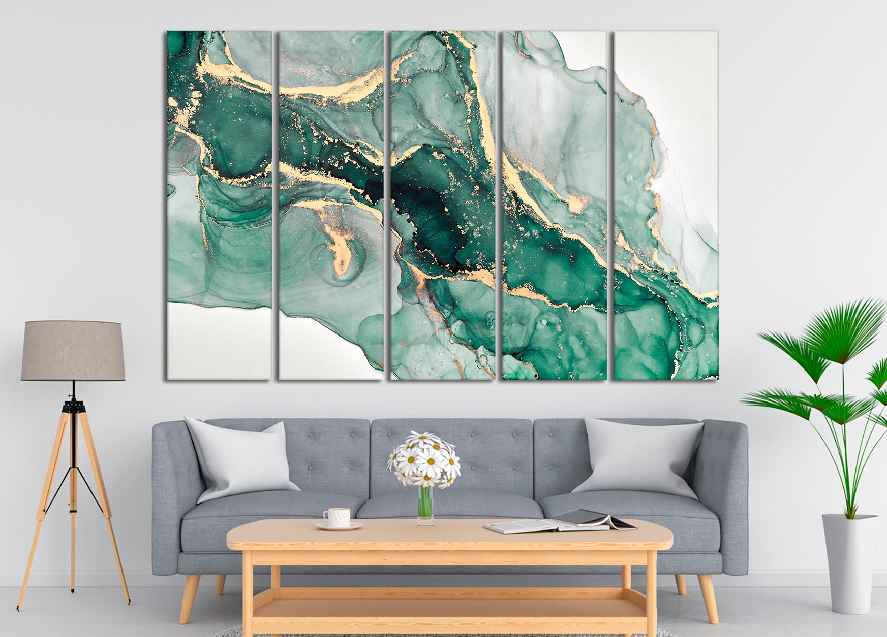 Green Wall Art Abstract Canvas Wall Art Dark Green Marble - Etsy