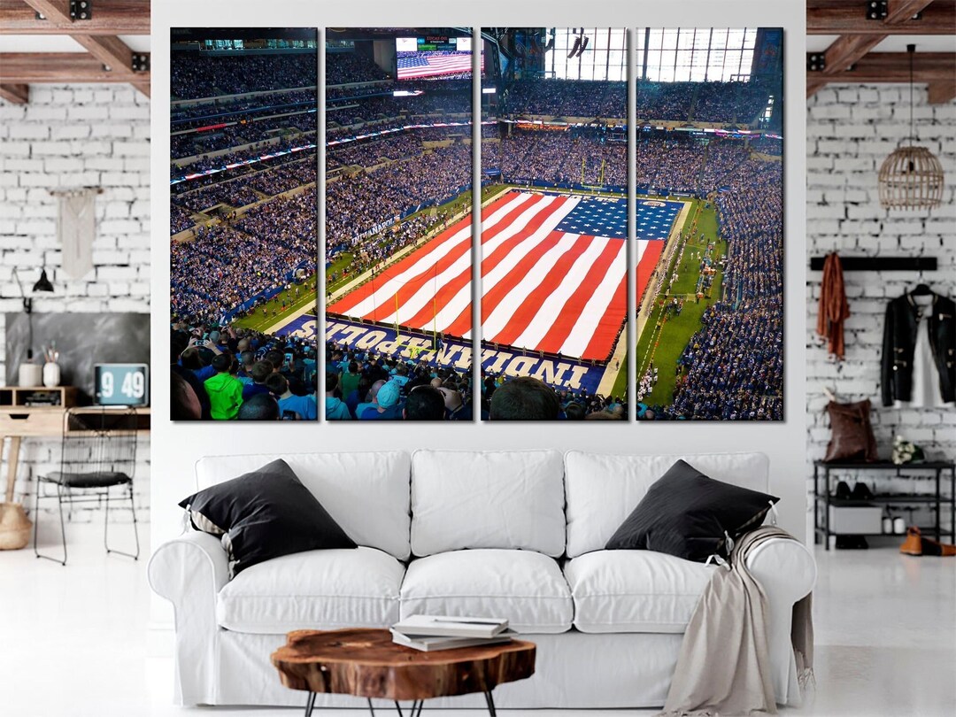Football Stadium Wall Art Stadium Canvas Print US Flag on Field Wall ...