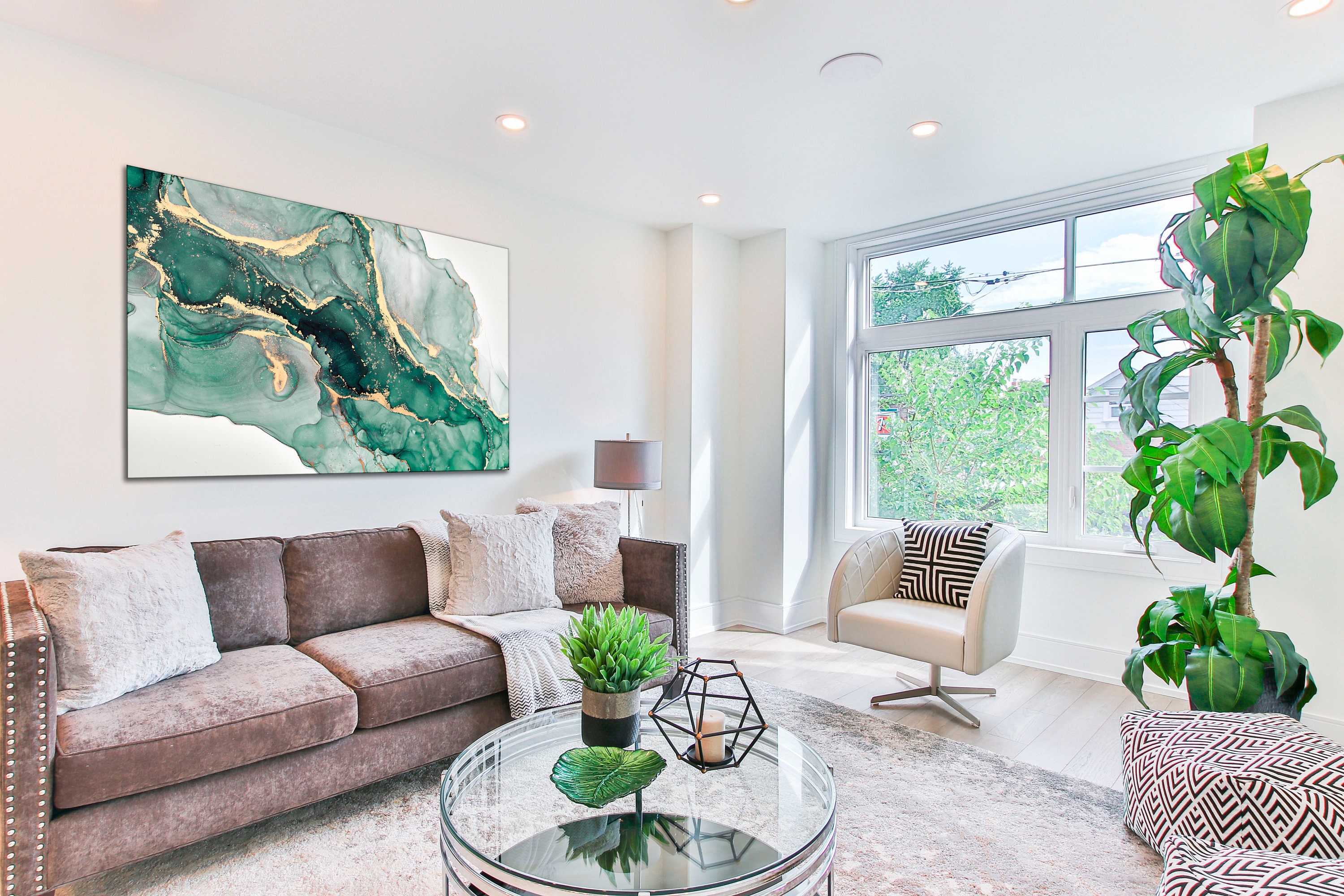 Green Wall Art Abstract Canvas Wall Art Dark Green Marble - Etsy