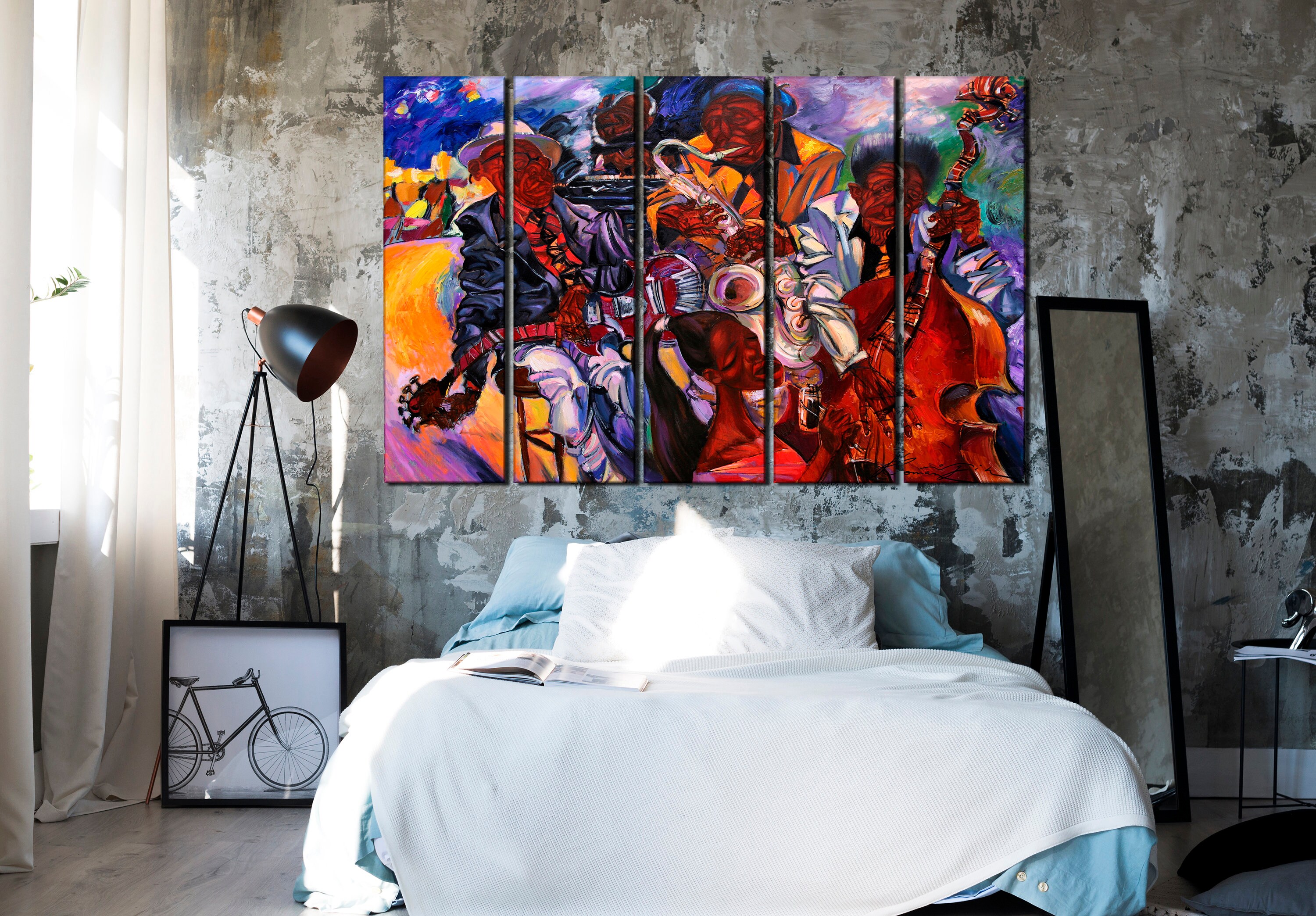 Jazz band wall art Abstract canvas print Jazz wall decor | Etsy