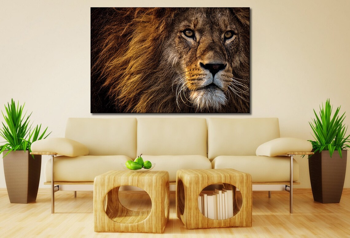 Lion Canvas Wall Art Lion Wall Art African Lion Canvas Print Art Animal ...