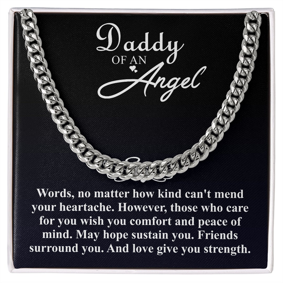 Baby Loss Gift Curb Chain Necklace, Gift for Dad From Angle Baby ...