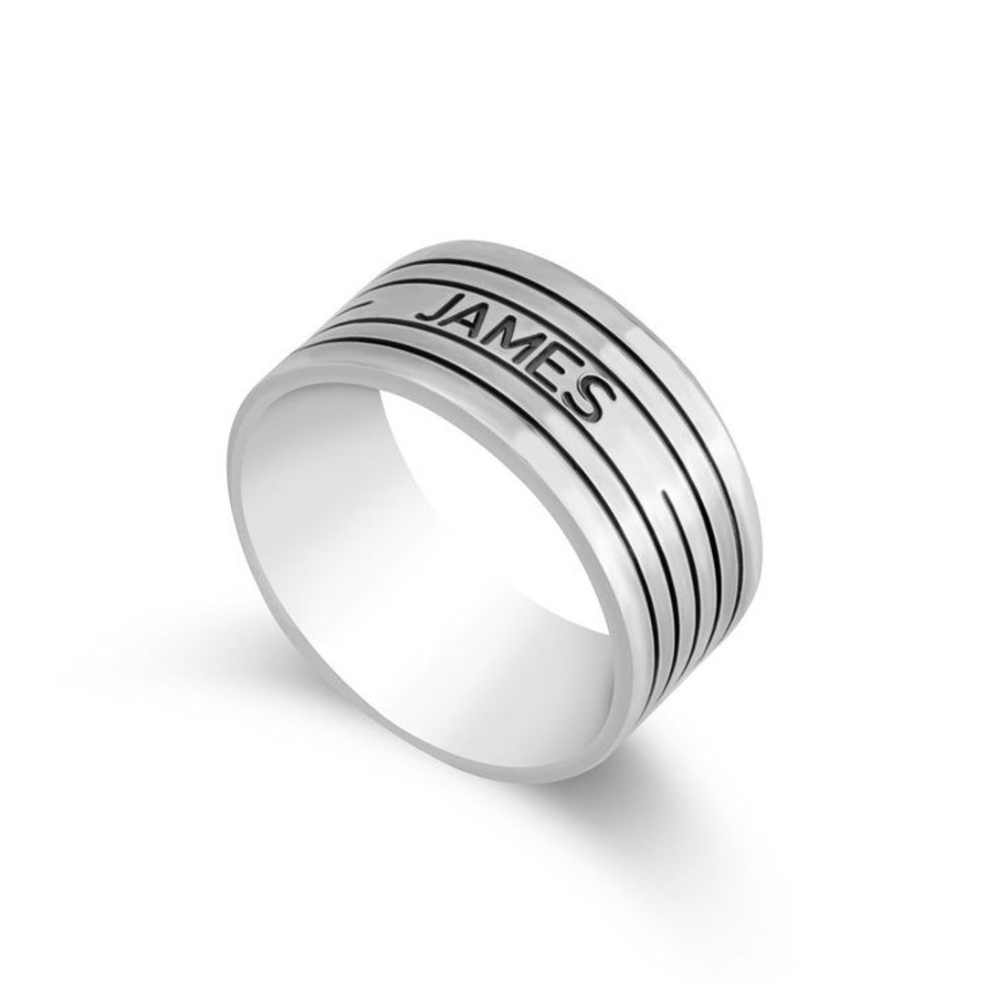 Personalized Engraved Ring for Men, 925 Sterling Silver Mens Ring ...