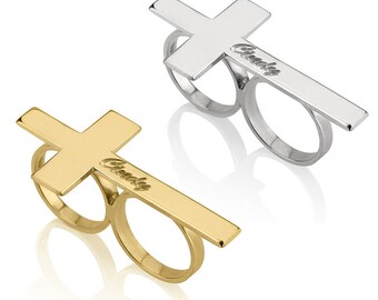 Double Finger Cross Ring - Etsy
