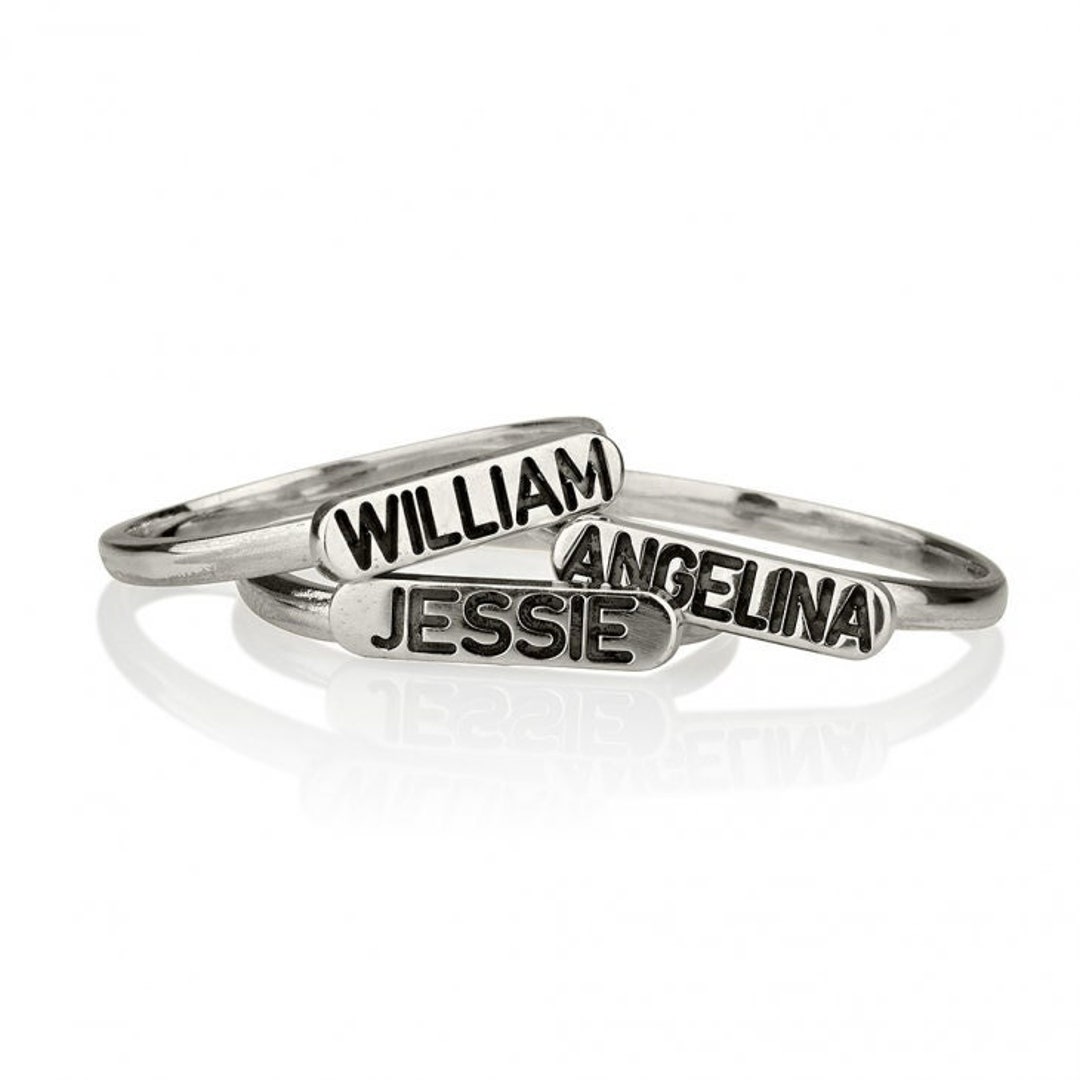 Personalized Stackable Ring With Name, 925 Sterling Silver Name Ring ...