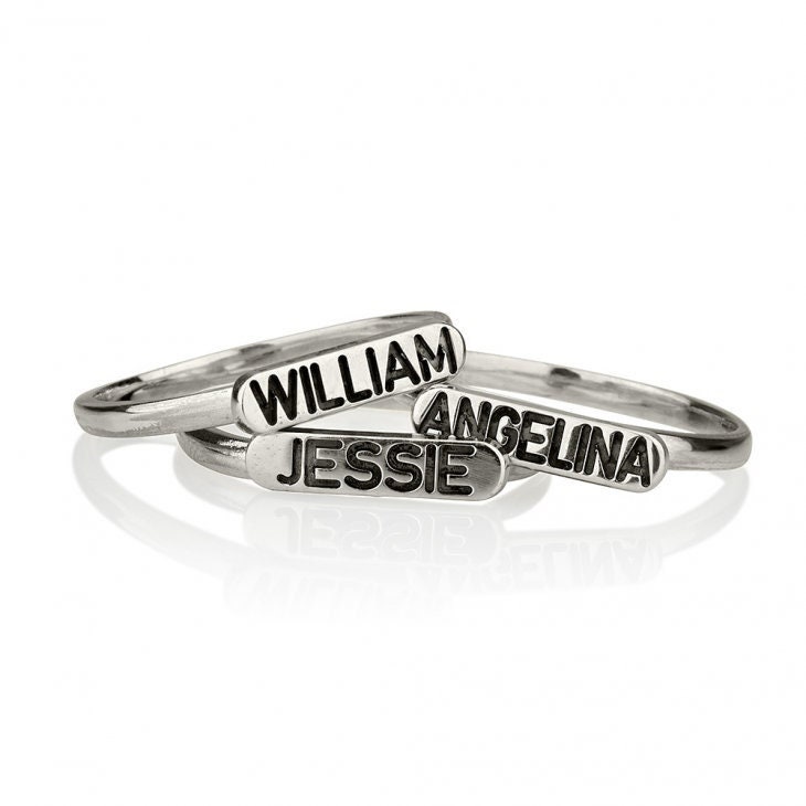 Personalized Stackable Ring With Name 925 Sterling Silver - Etsy