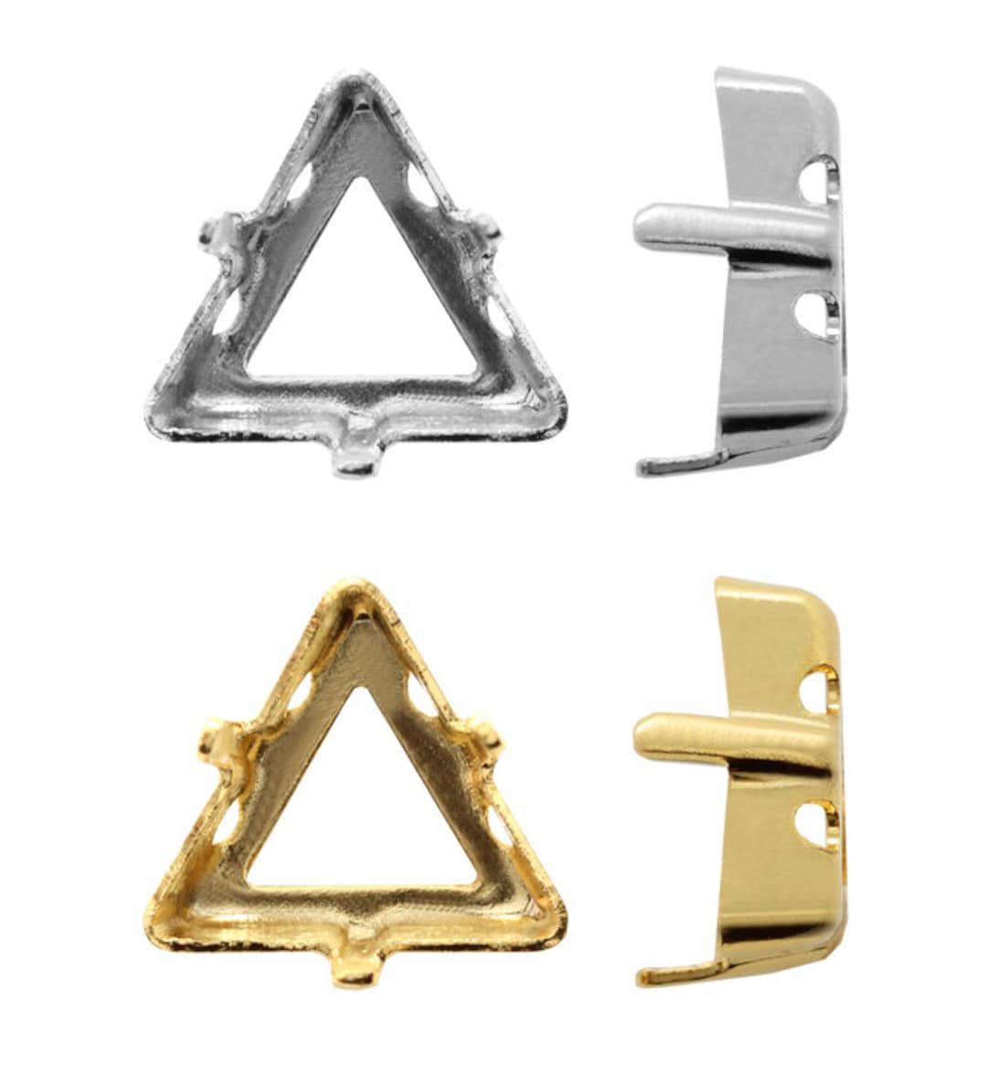 4722 Triangle Shape Open Back Metal Settings With Prongs - Fit to A4722 ...