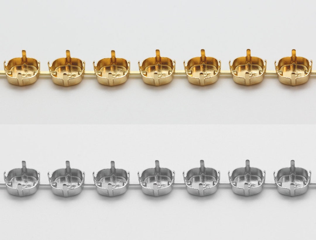 Tombac Metal Cupchains Bezels - for Square Cushion Shape Crystals 10mm ...