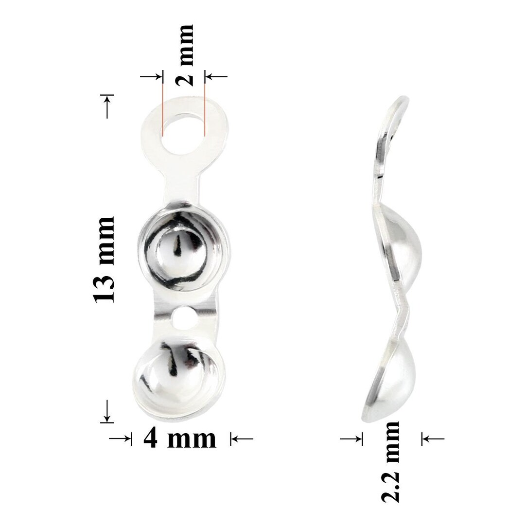 Sterling Silver Clam Shell Bead End Cap: 4mm, 13mm - Jewelry Making (4 ...