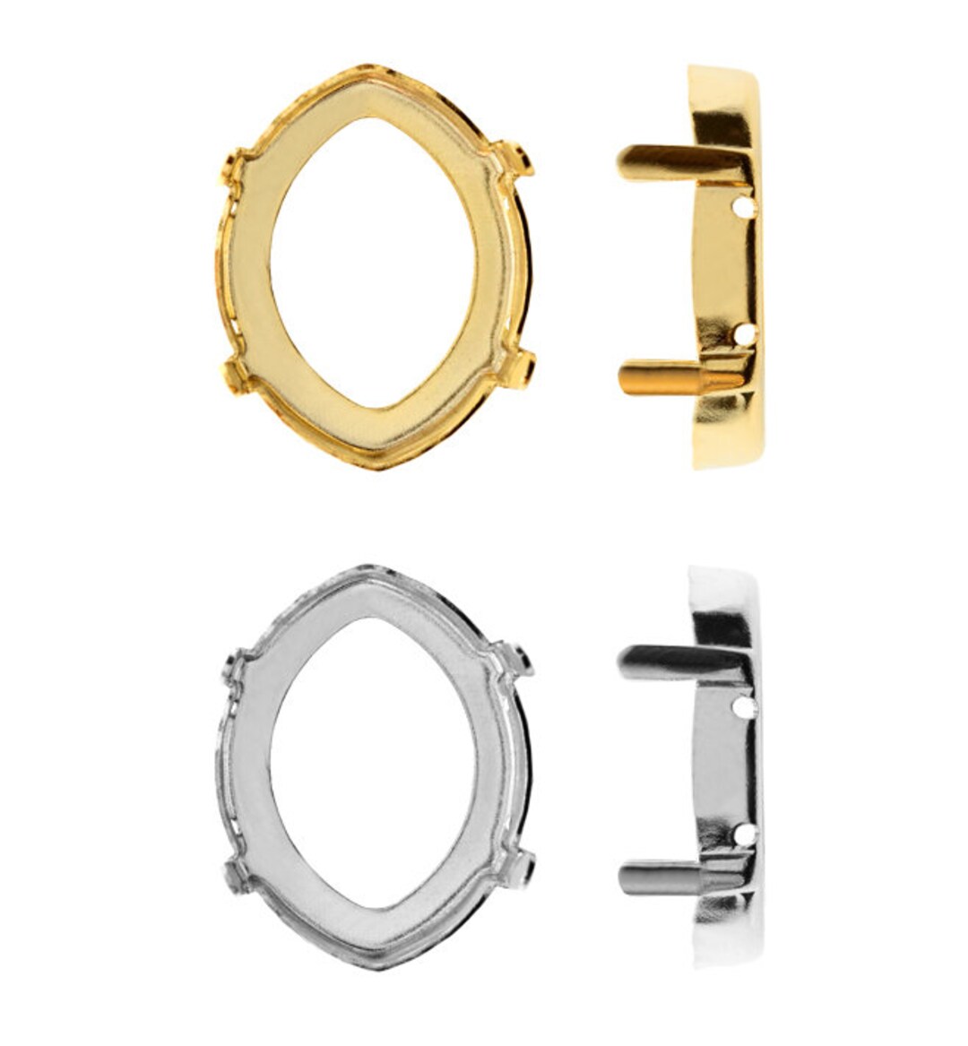 Leaf Metal Setting With Prongs: Tombac or Brass for A4224 Crystals - Etsy