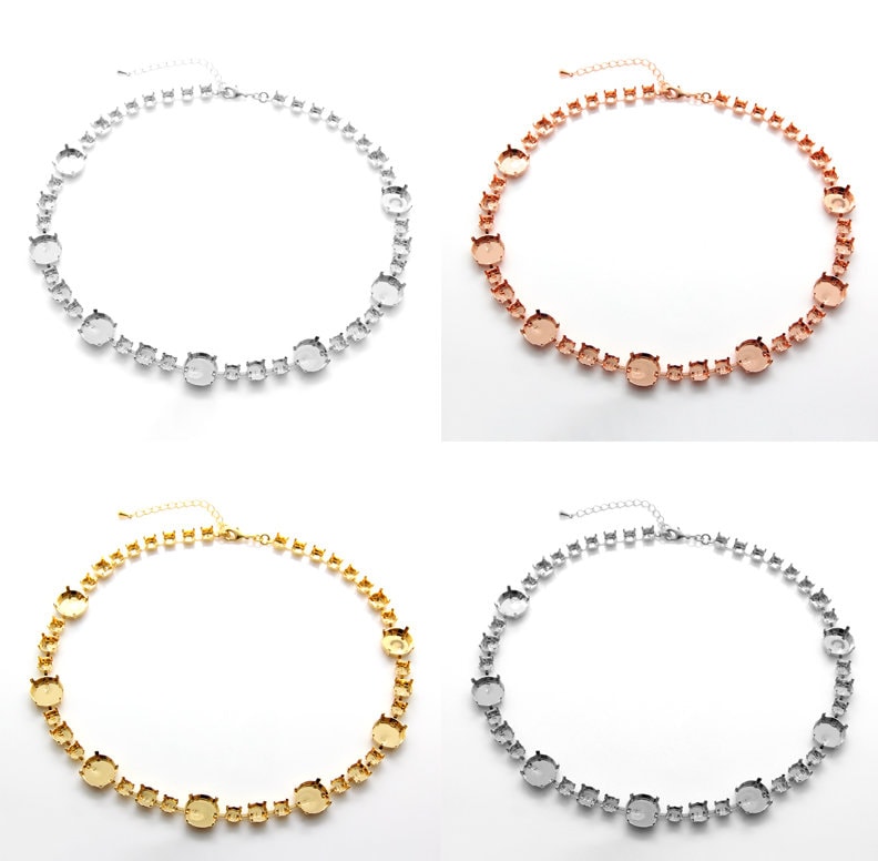 Brass Necklace Base 45cm5cm Length for Embedding Chaton - Etsy