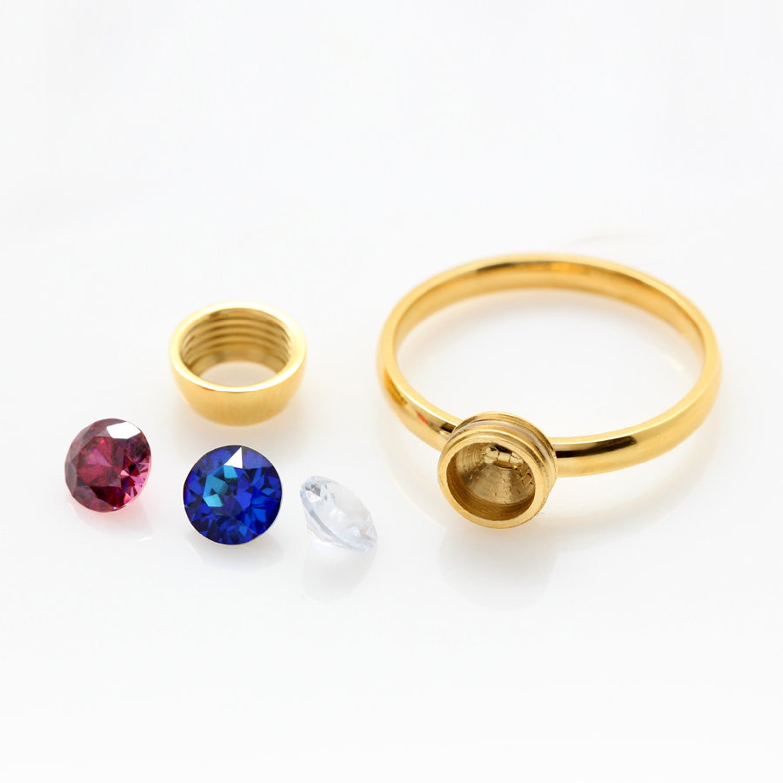 Stainless Steel Ring With Changeable Stone: 6mm/8mm Crystal Setting - Etsy