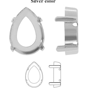 4320 Pear Shape Open Back Metal Settings With Prongs - Fit to 4320 Pear ...