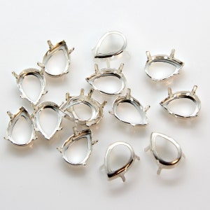 4320 Pear Shape Open Back Metal Settings With Prongs - Fit to 4320 Pear ...
