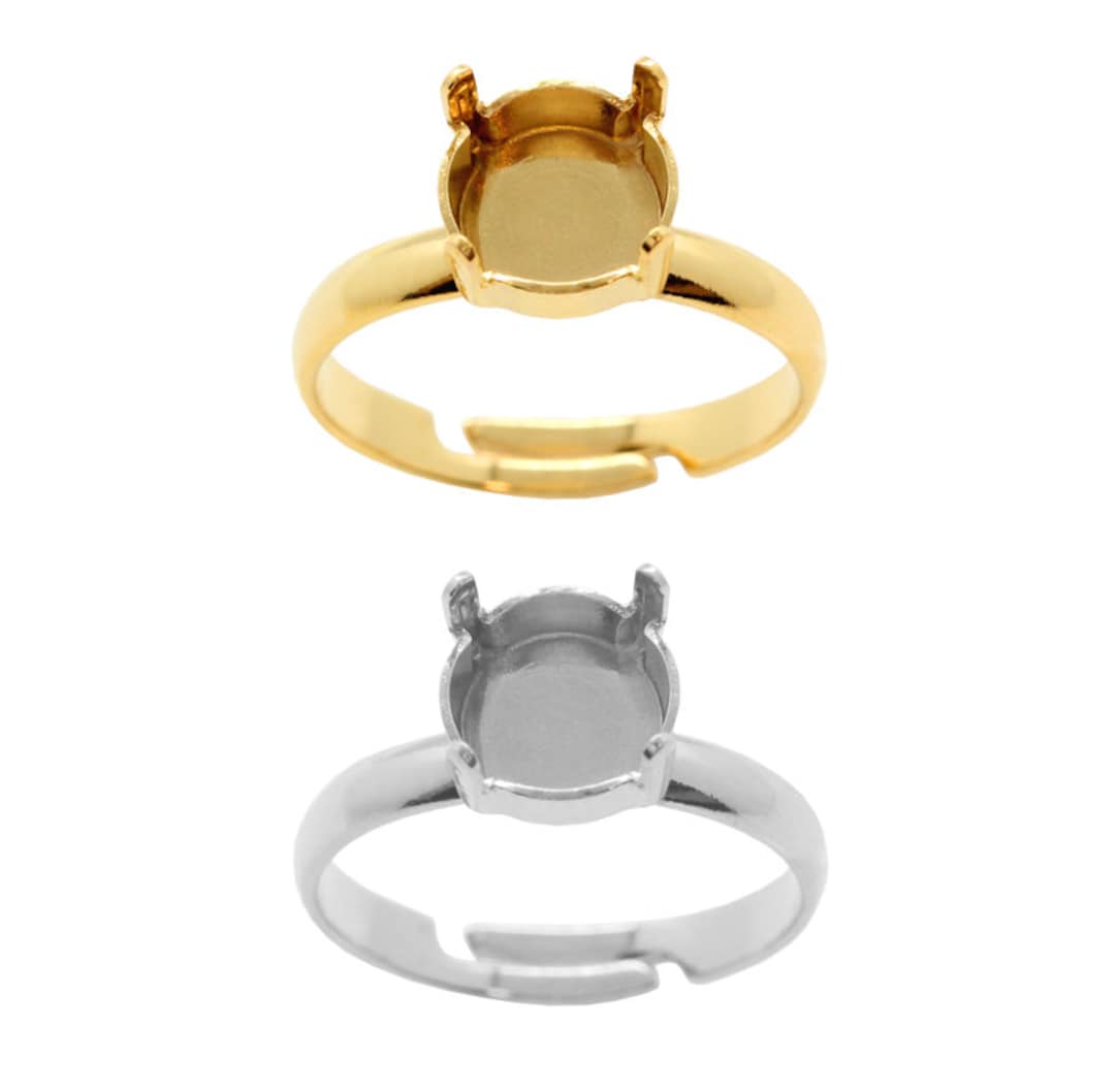 Brass Metal Ring Bases Adjustable - for Rivoli Shape Round Crystals 8 ...