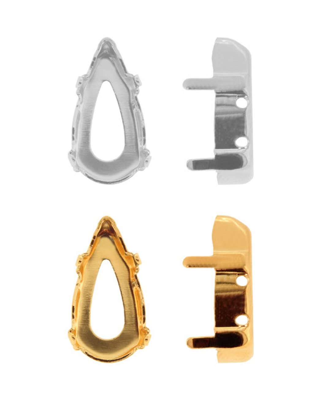 4322 Teardrop Shape Open Back Metal Settings With Prongs - Fit to 4322 ...