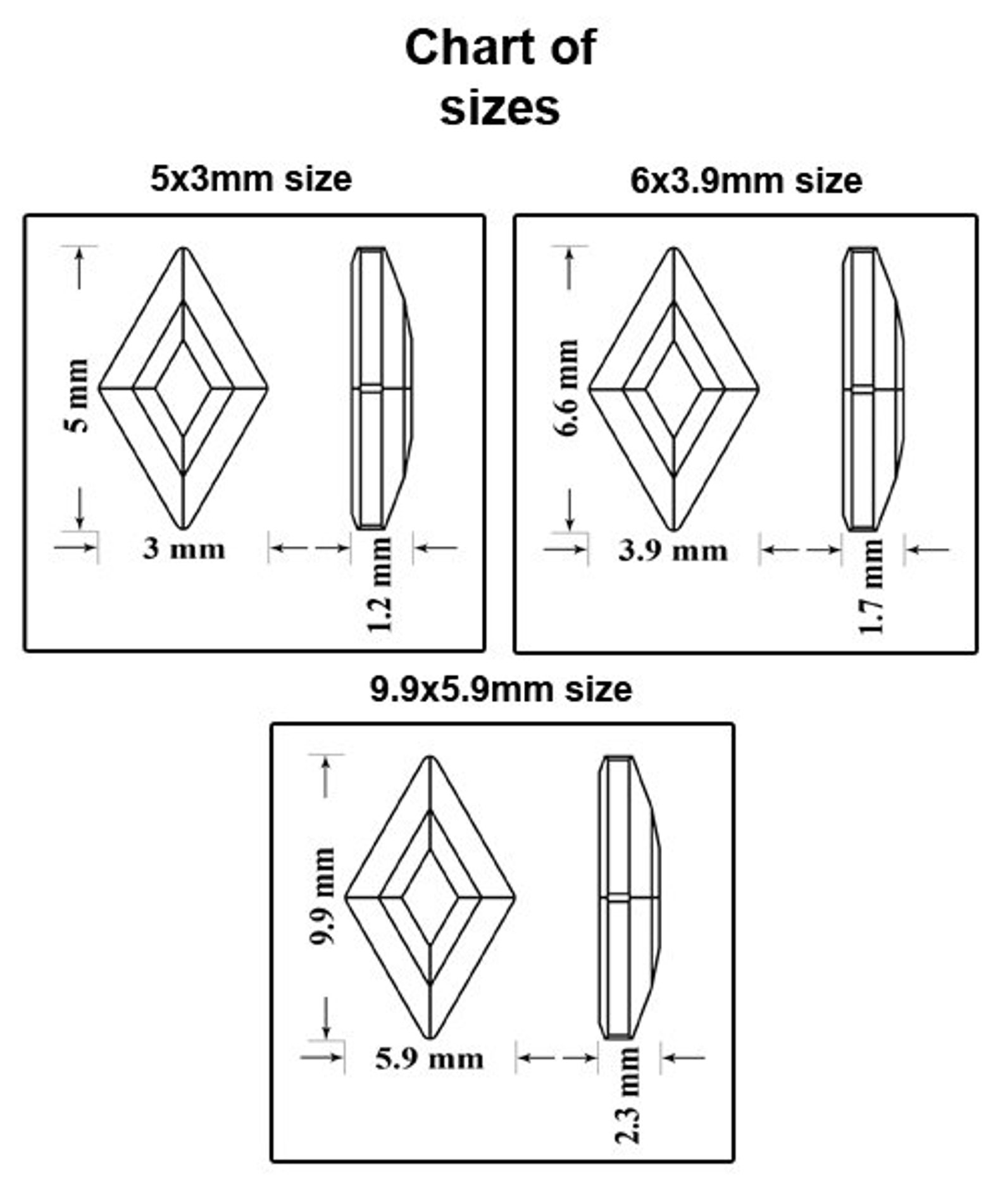 2773 Diamond Shape Rhinestones: Flat Backs Hotfix for Gluing, Primero ...