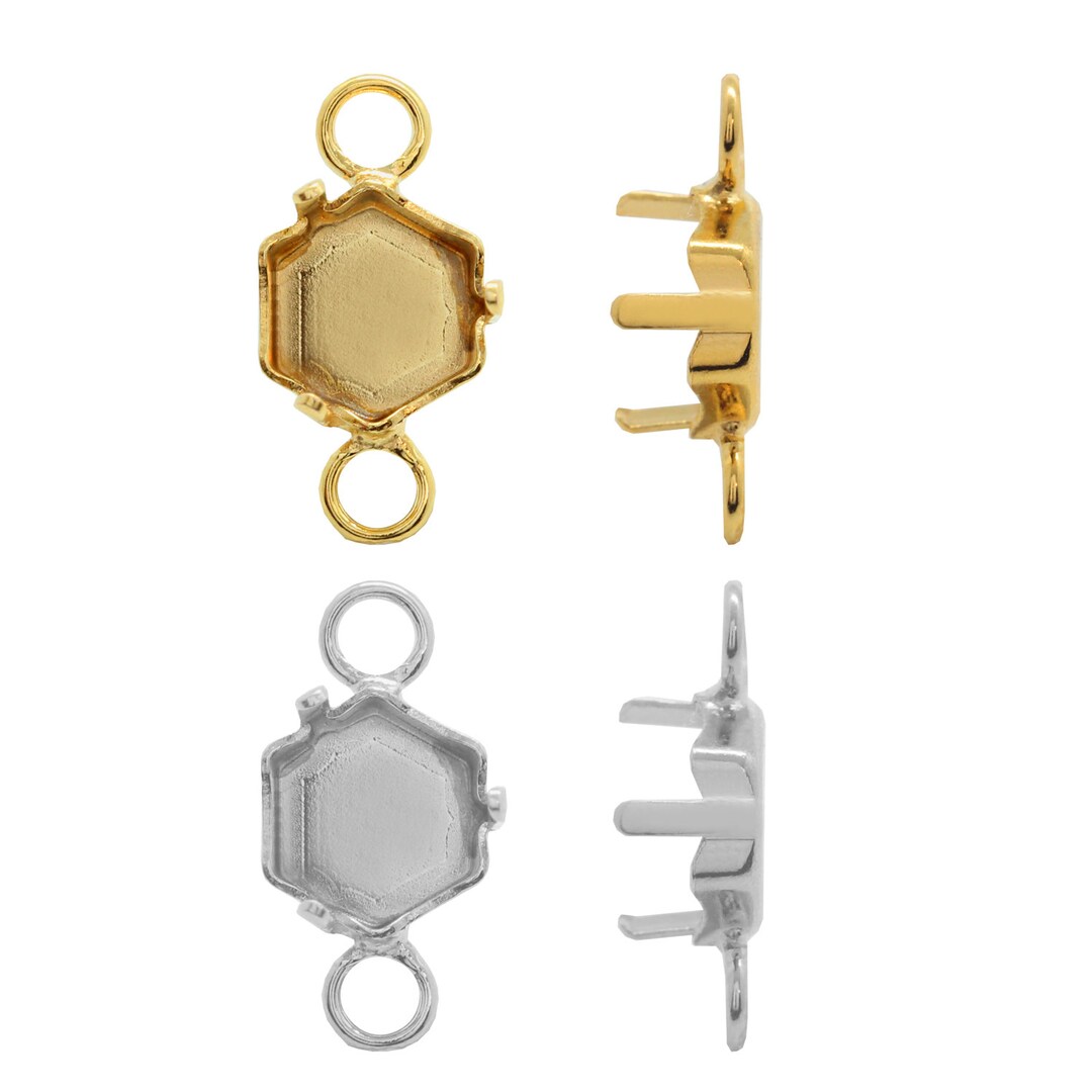 Brass Metal Bases Connectors for Embedding 4683 Thin Hexagon Fancy ...