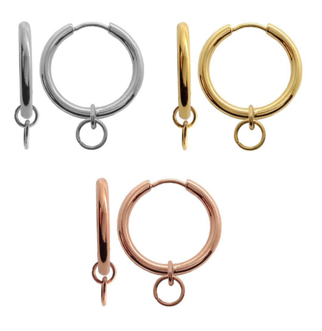 Stainless Steel Metal Safety Round Hoops Earrings With Open Ring - 21mm ...