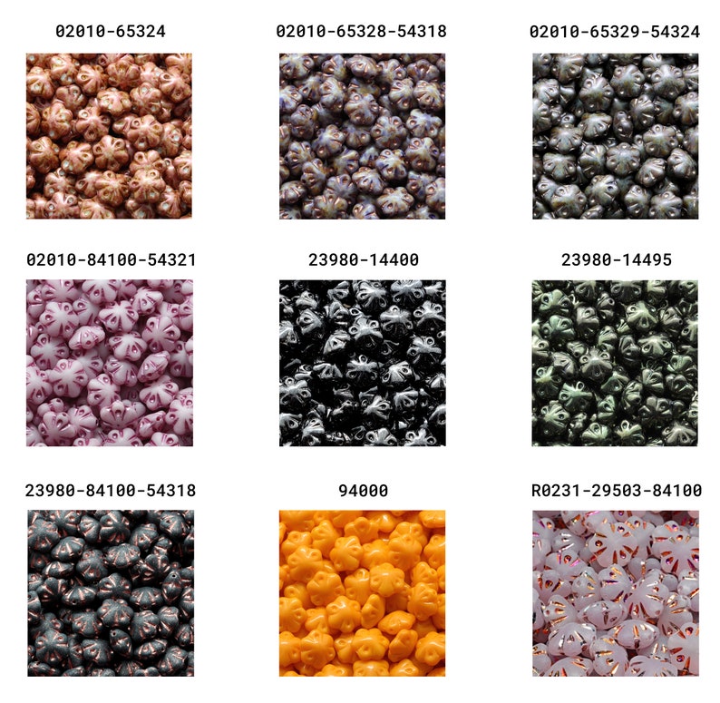 Czech Glass Folklore Flower Beads: Center Fully Drilled, 11mm, Pressed ...