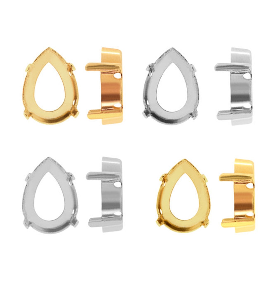 4320 Pear Shape Open Back Metal Settings With Prongs - Fit to 4320 Pear ...