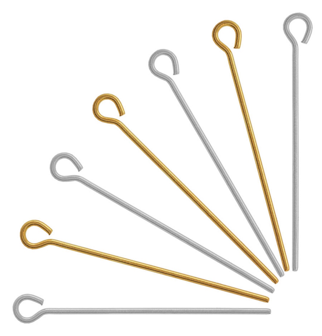Sterling Sterling Silver Eye Pins: Jewelry Connectors, Gold Plated ...