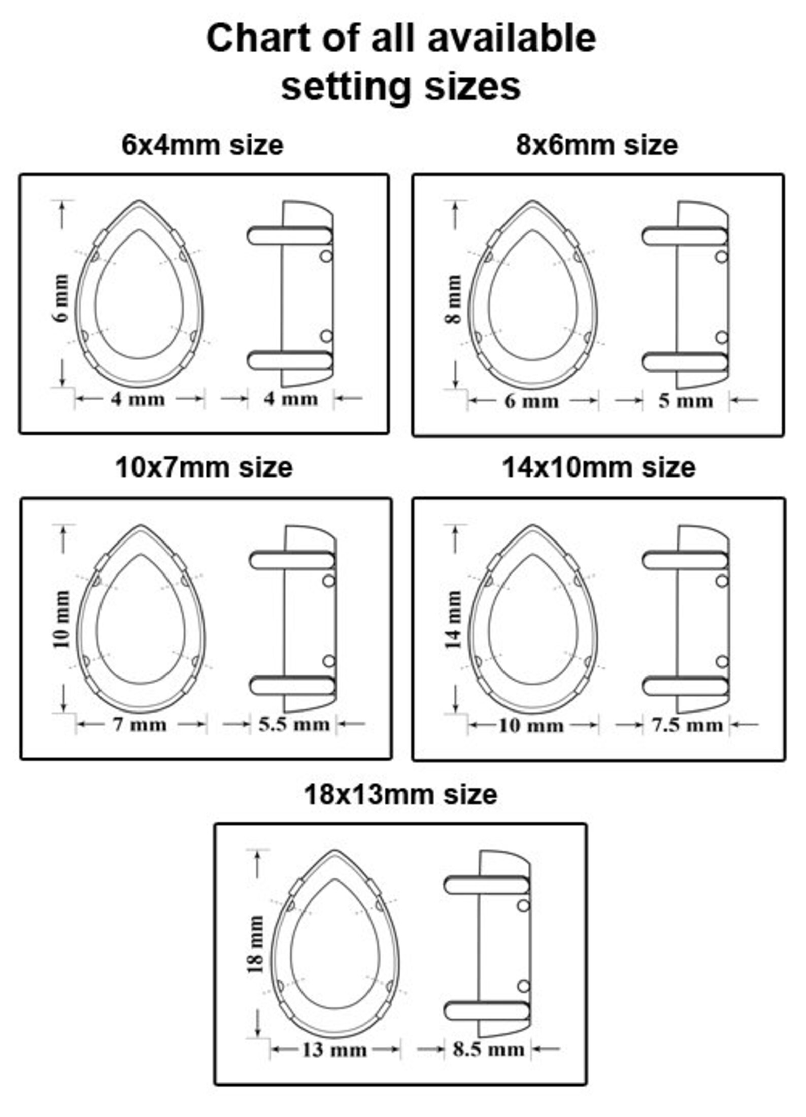 4320 Pear Shape Open Back Metal Settings Fit to Swarovski | Etsy