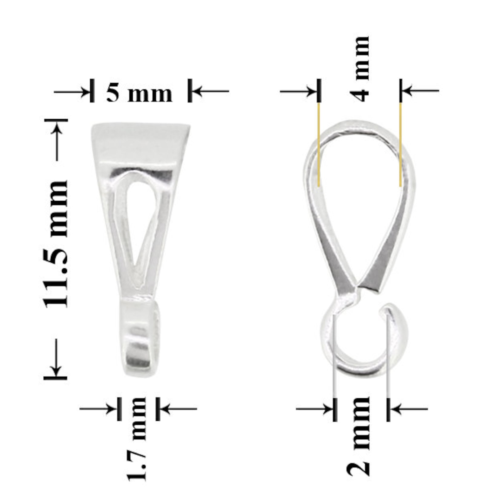 925 Silver Bails With Open Large Loop Different Styles and - Etsy