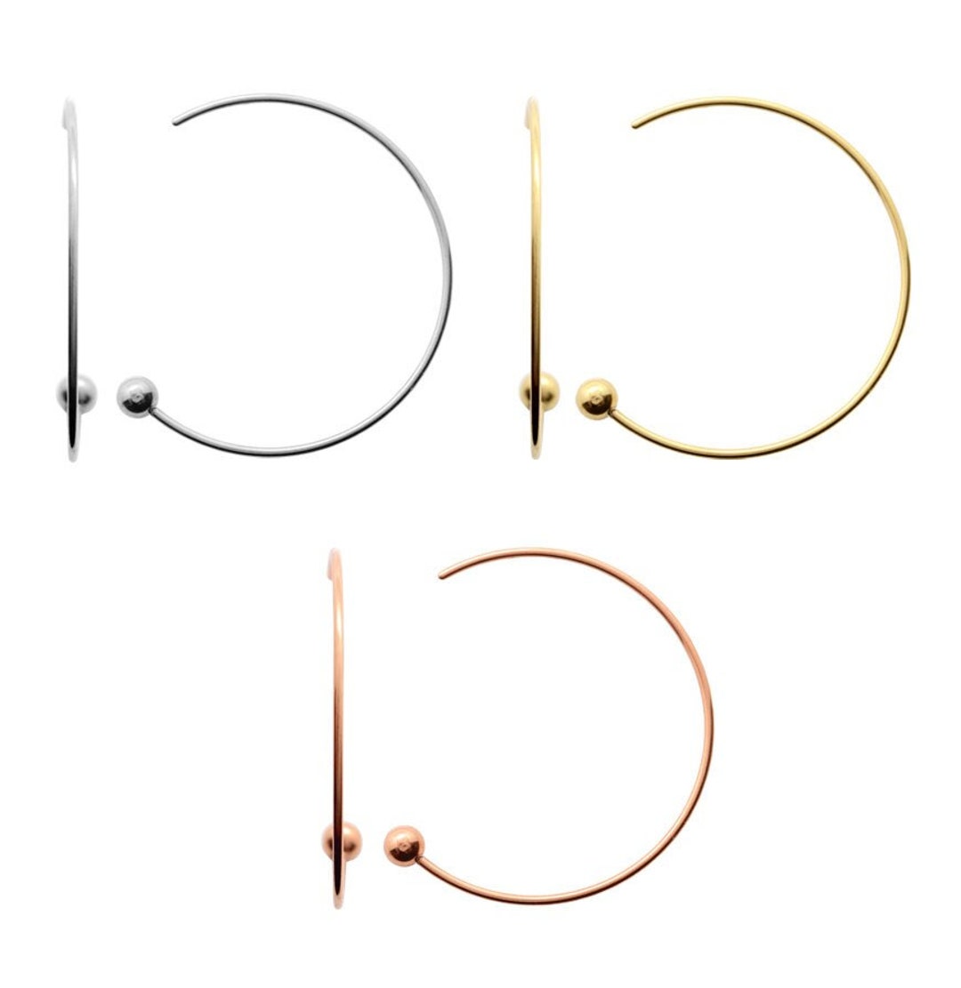 Stainless Steel Stud Post Hoop Earrings - 34x29mm Size, 1 Pair - Gold ...