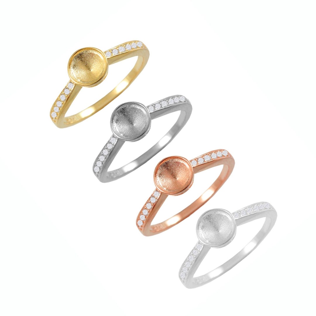 Sterling Silver Ring Base: for 1088 Chaton 6mm Crystal Gluing - Etsy