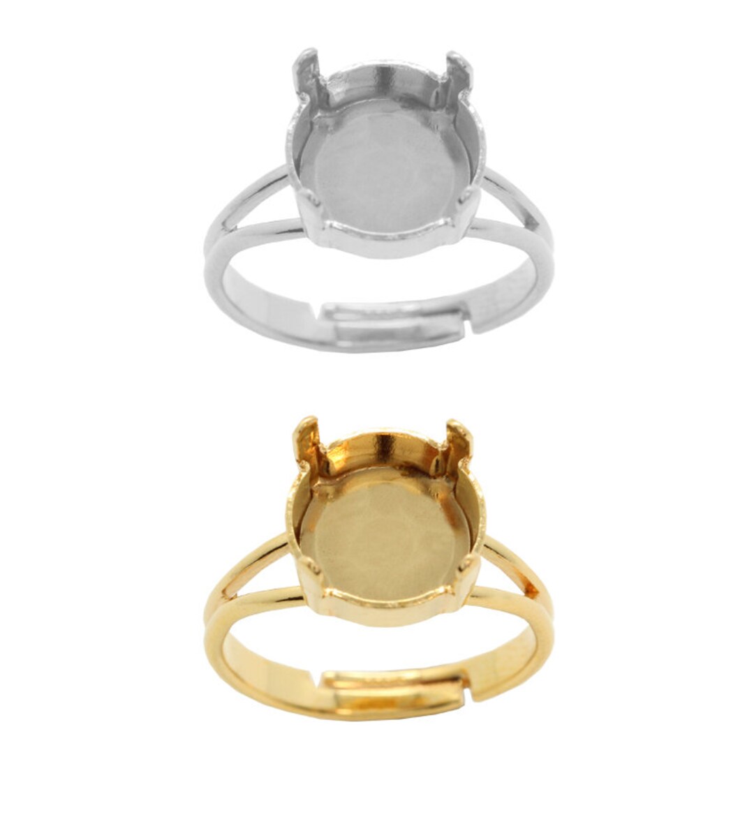 Adjustable Brass Ring Base: 10.7mm Rivoli Crystal Setting - Etsy