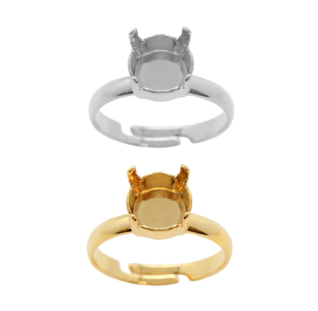 Brass Metal Ring Bases Adjustable - for Chaton Shape Round Stone ...