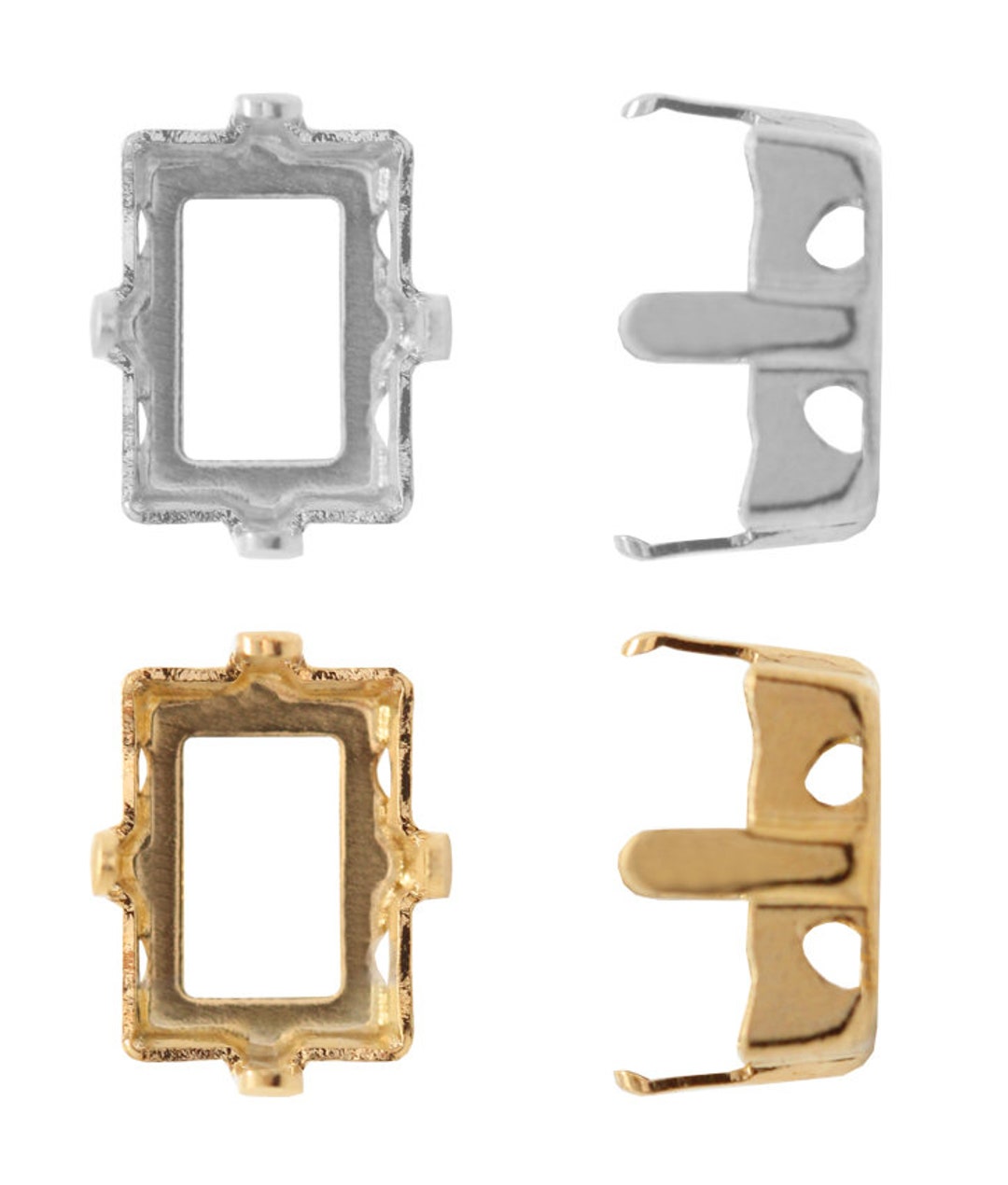 Step Cut Stone Setting: Open Back Metal Prongs for Sewing - Etsy