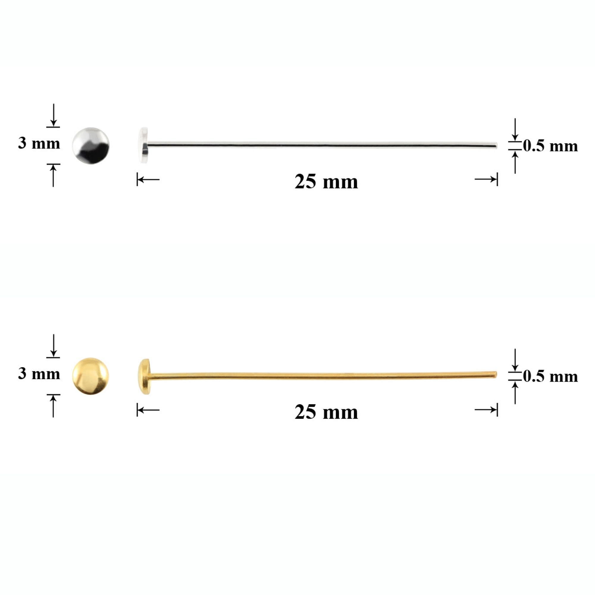 925 Silver Round Head Pins Various Lengths Available in - Etsy