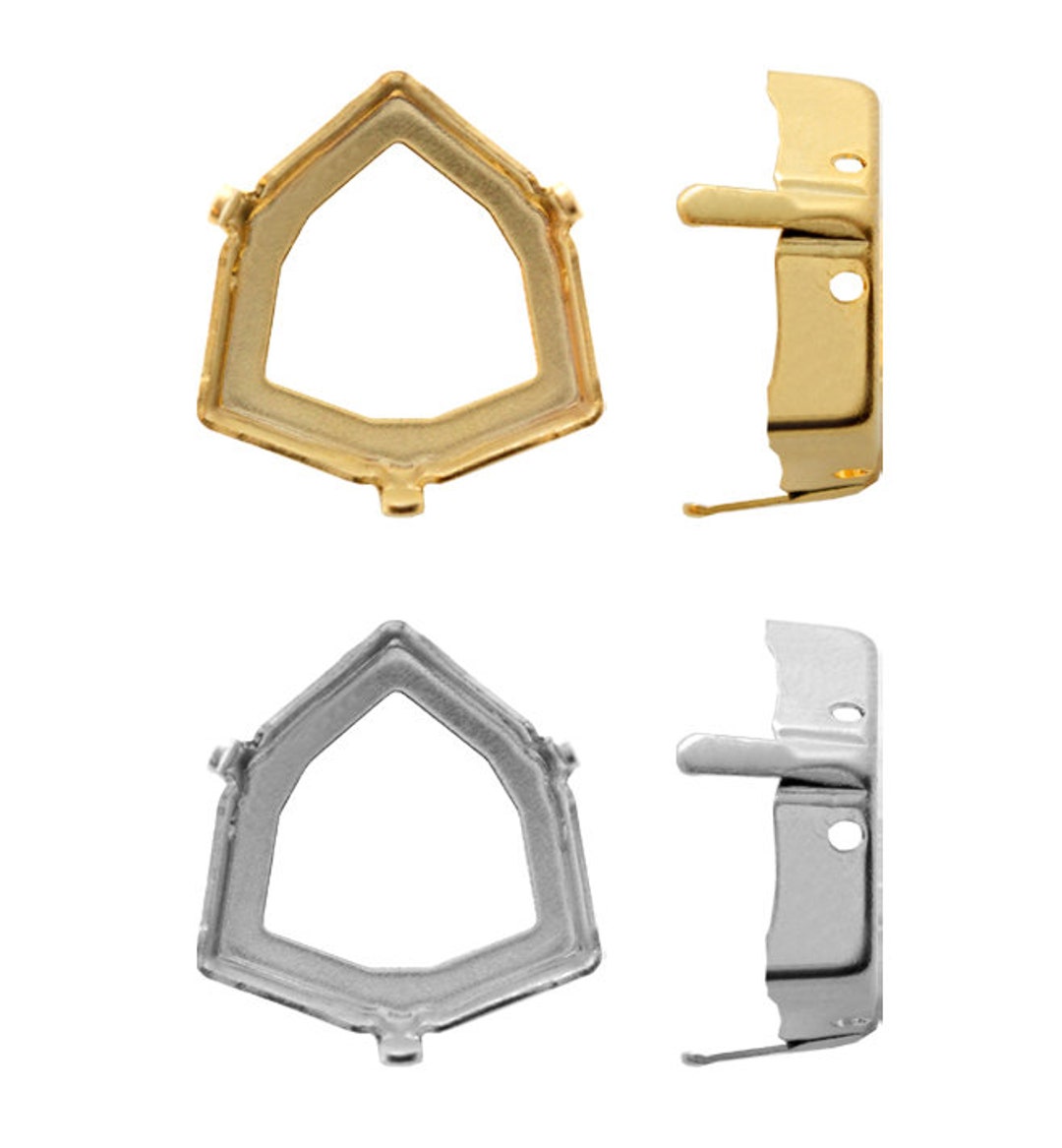 4706 Trilliant Shape Open Back Metal Settings With Prongs - Fit to 4706 ...