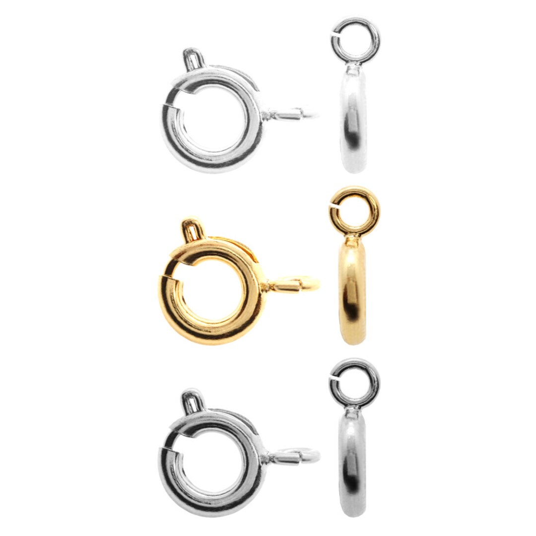 Brass Metal Bolt Spring Clasps With Open Ring - 6mm Size - Gold, Rose ...