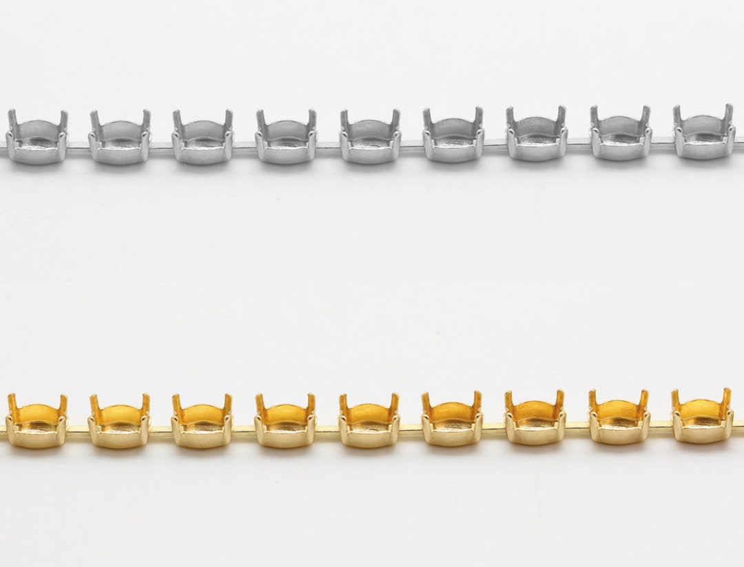 Tombac Metal Cupchains Bezels: 8mm Oval Stone Settings, Gold & Silver ...