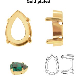 4320 Pear Shape Open Back Metal Settings With Prongs - Fit to 4320 Pear ...