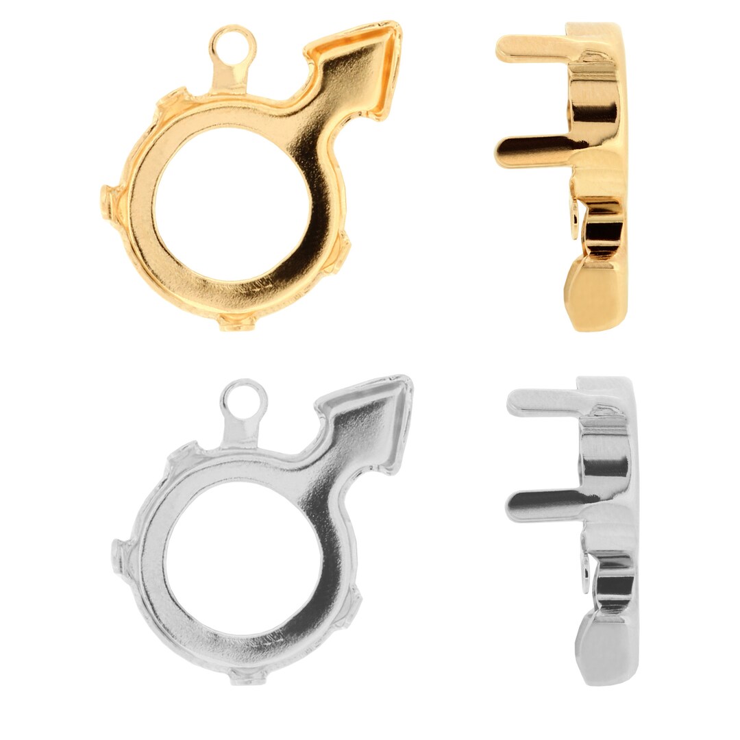 4878 Male Symbol Open Back Metal Settings With Prongs - Fit to 4878 ...