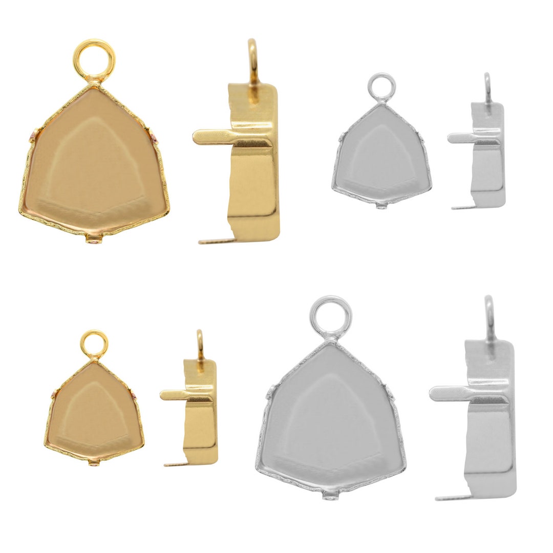 Trilliant Crystal Brass Bails: Gold or Silver Plated, 12-24mm (1 Piece ...