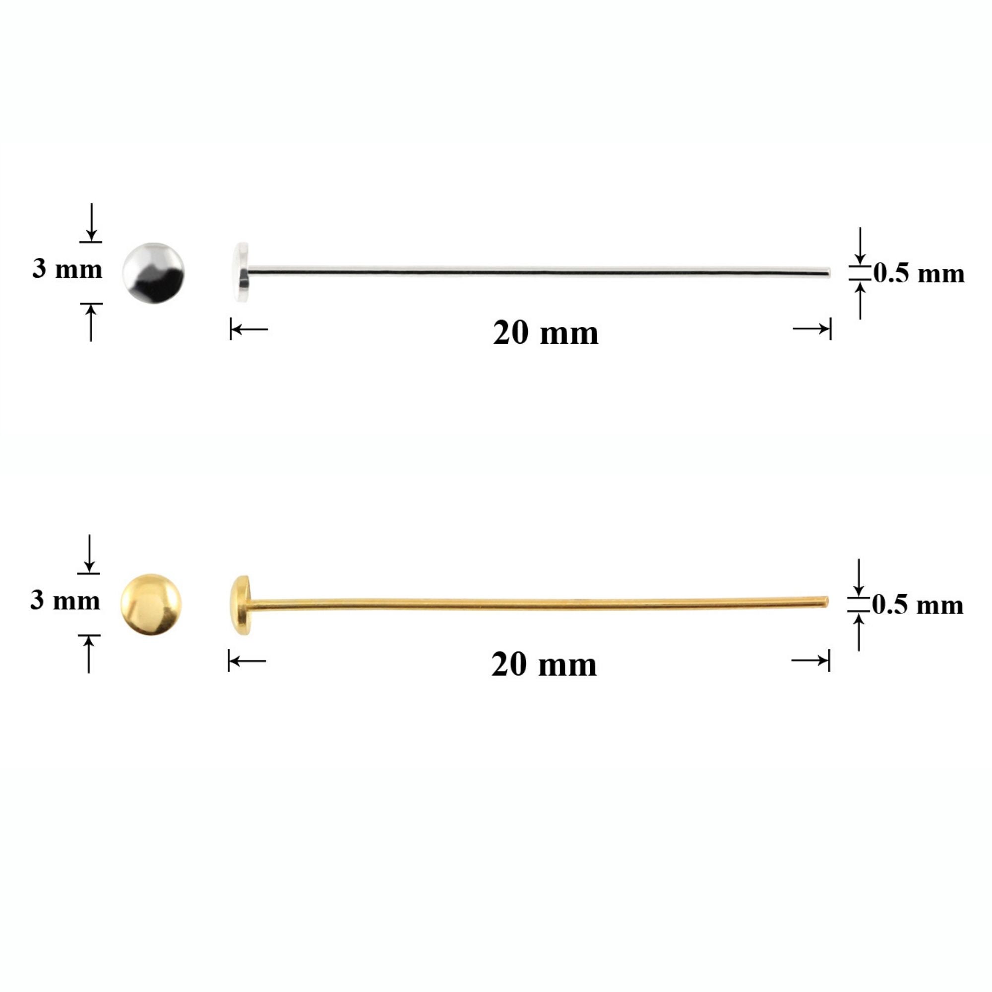 925 Silver Round Head Pins Various Lengths Available in - Etsy