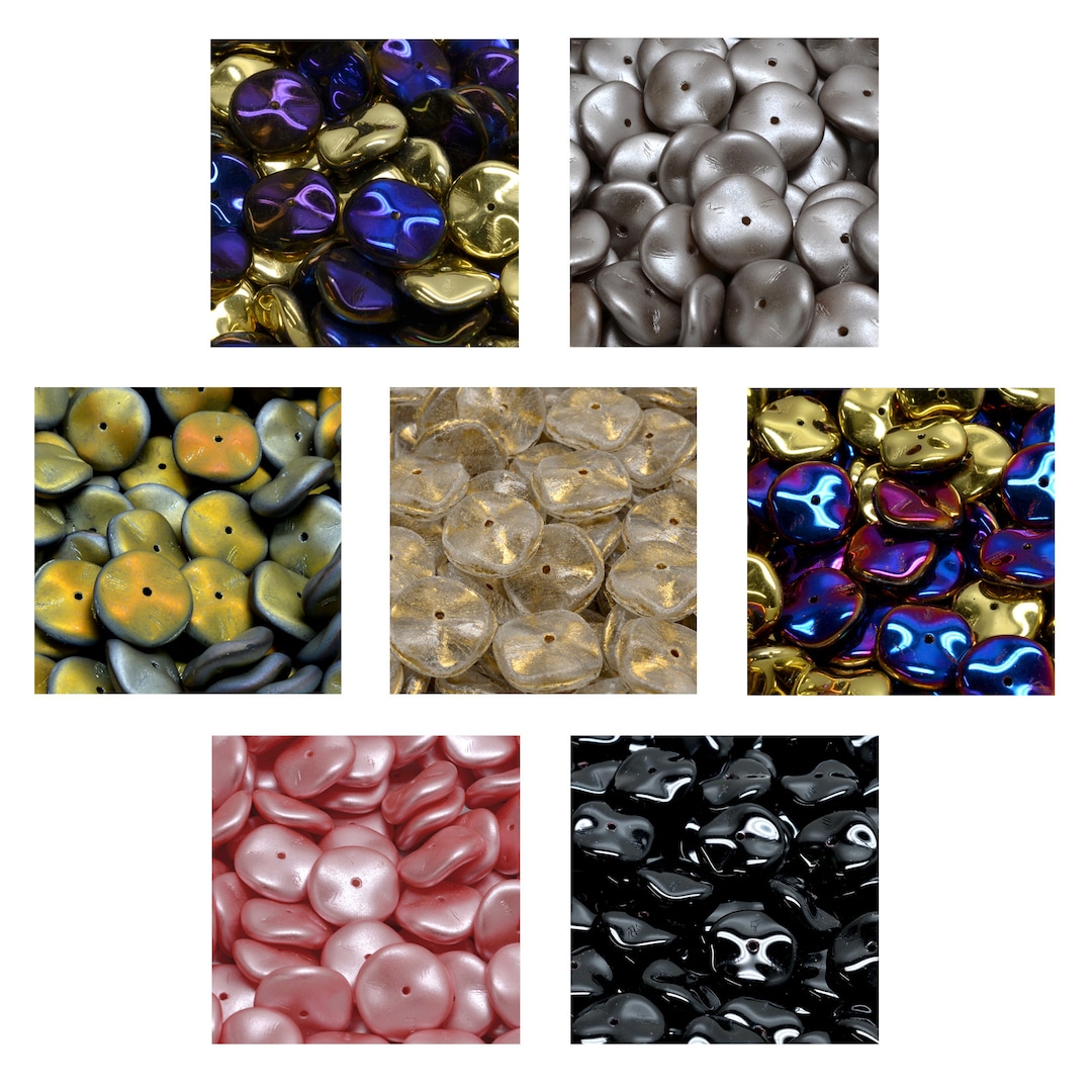 Czech Glass Ripple Beads: Center Fully Drilled, 12mm, Pressed Glass ...
