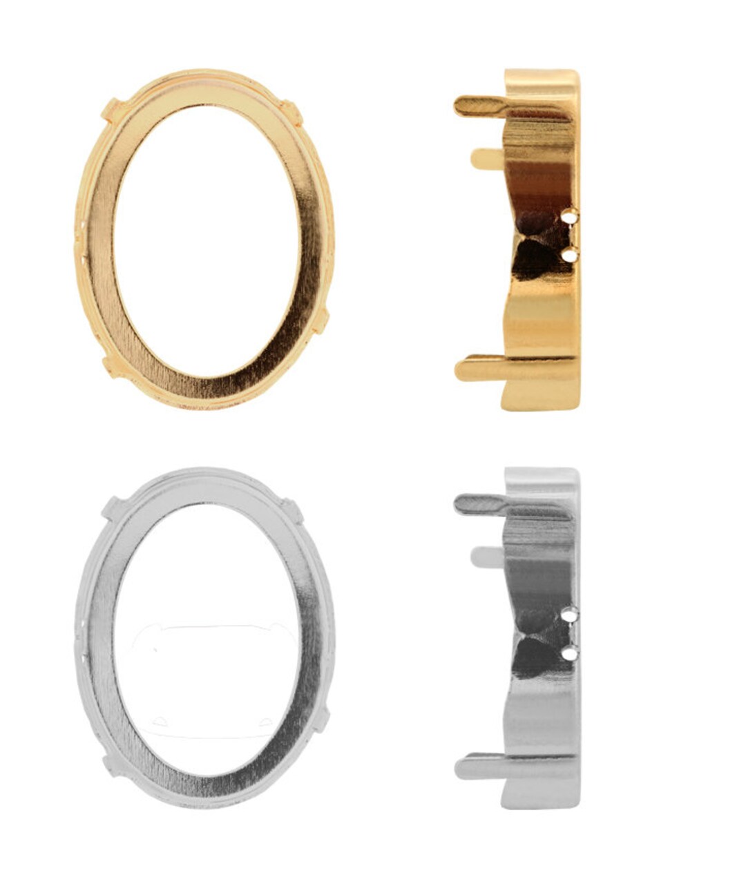 Open Back Metal Settings With Prongs Fit to 4921 Kaputt Oval Fancy ...