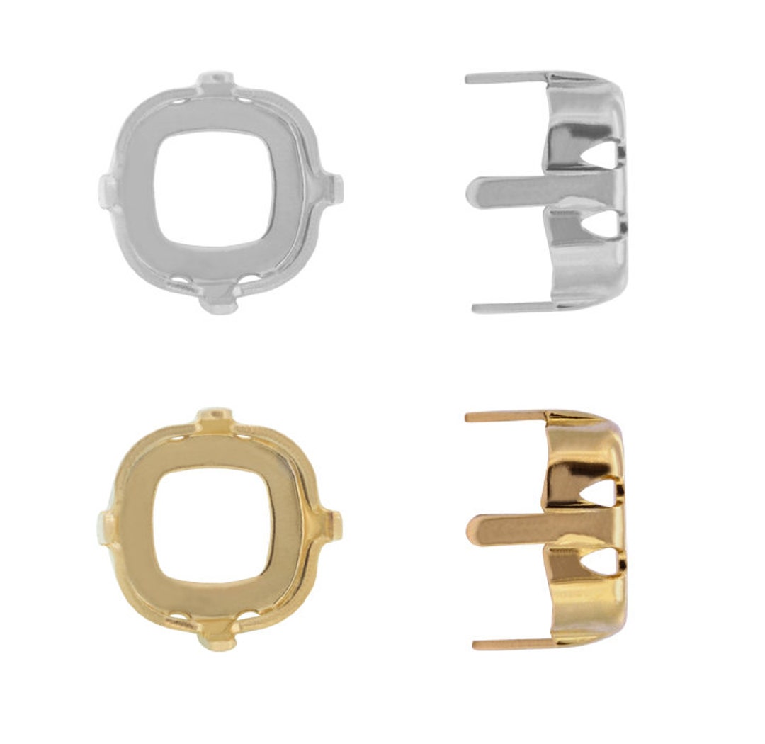 4461 Square Shape Open Back Metal Settings With Prongs - Fit to 4461 ...